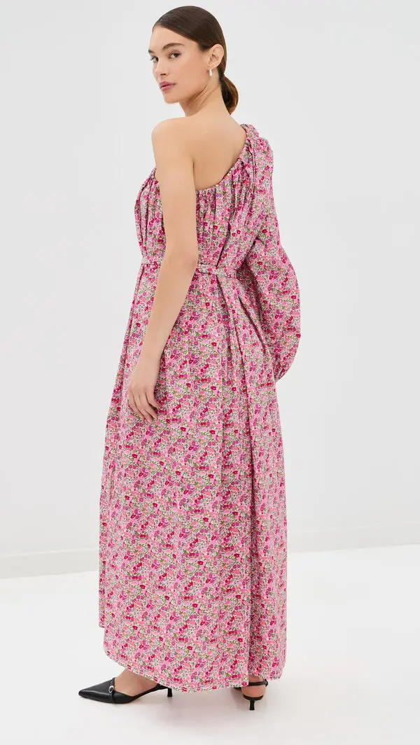 NACKIYE Floral Print One-shoulder Maxi Dress