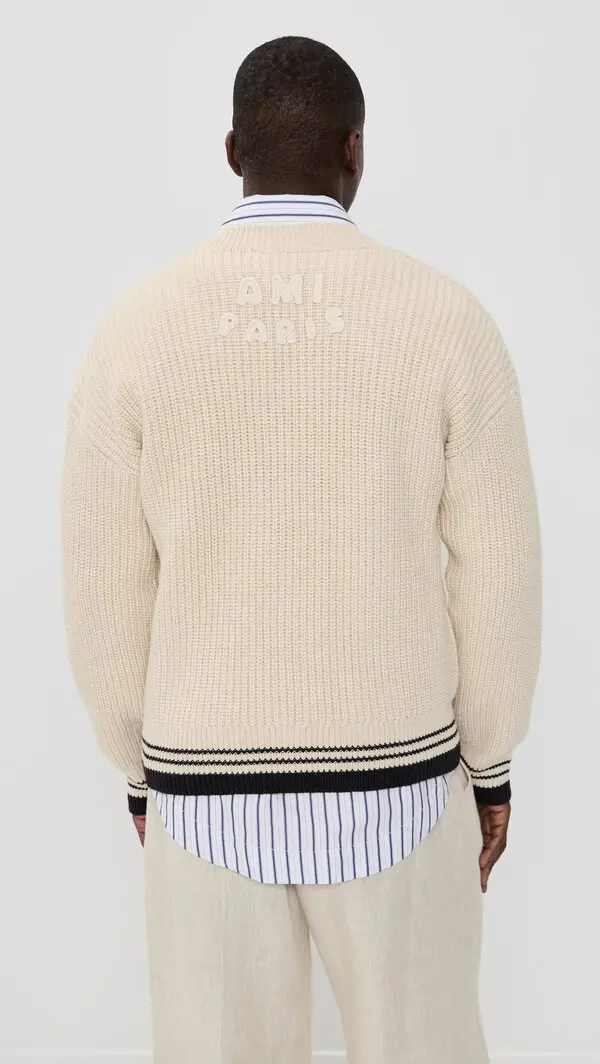 Ami Ribbed V Neck Sweater