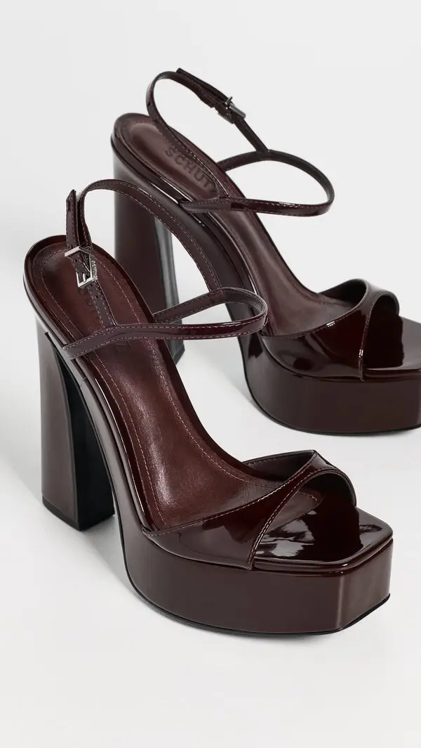 Schutz Arlene Patent Leather Platform Sandals - Maplewood