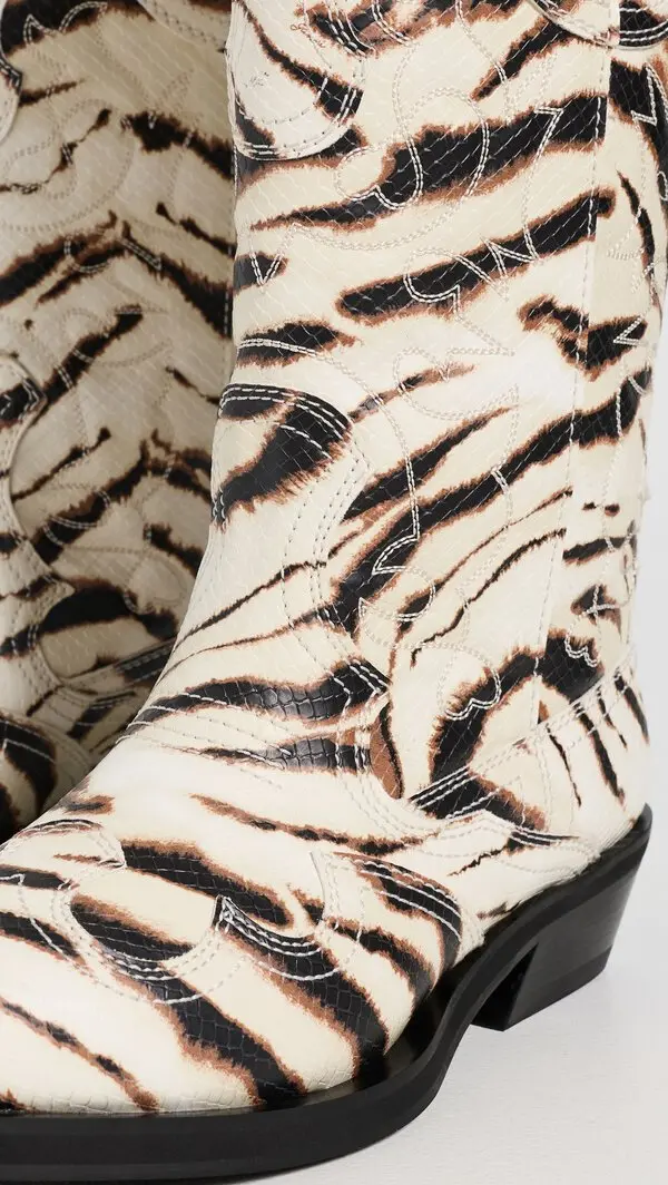 GANNI Embroidered Zebra Western Boots