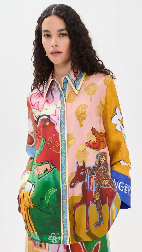 ALEMAIS Mlak Silk Button Down Shirt