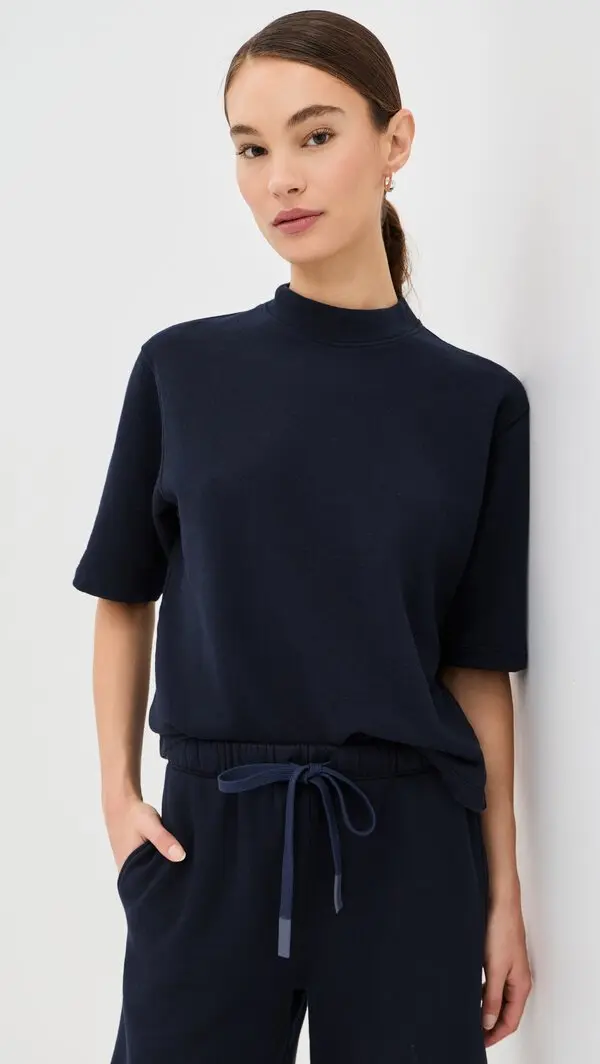TWP Cropped Mock Neck Tee