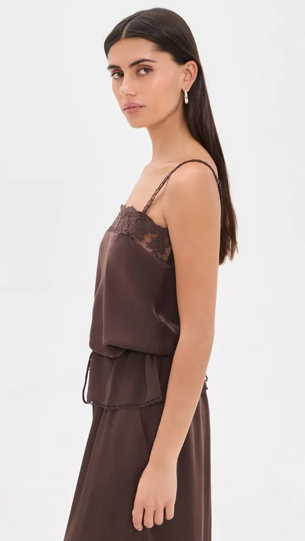 Bardot Bonita Satin Lace Trim Top