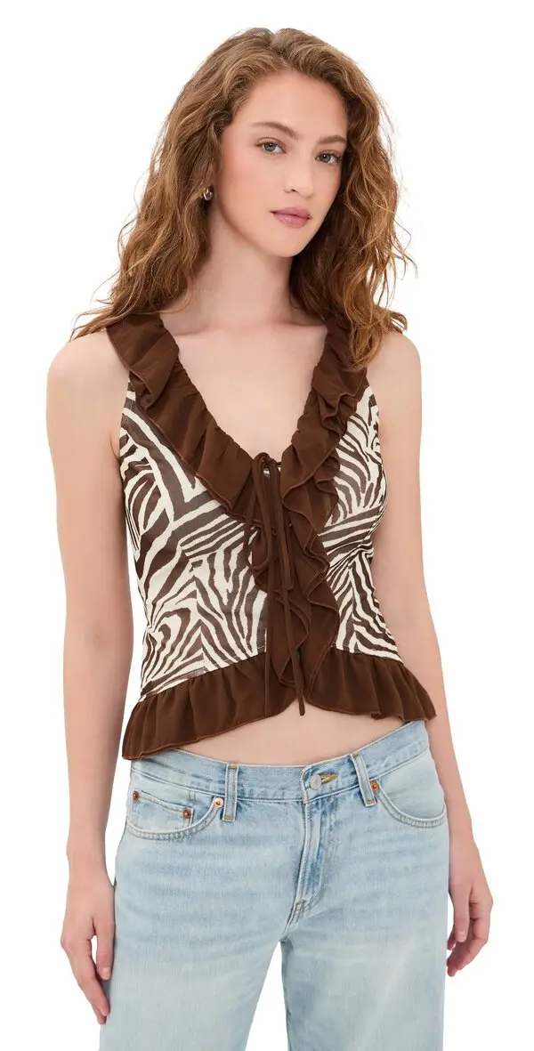 BAILEY ROSE Zebra Blouse - Cream/brown