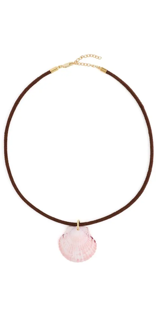 Shashi Cord Scallop Necklace - Brown