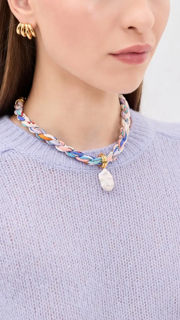 LIZZIE FORTUNATO Woven Collar Necklace With Freshwater Cultured Pearl