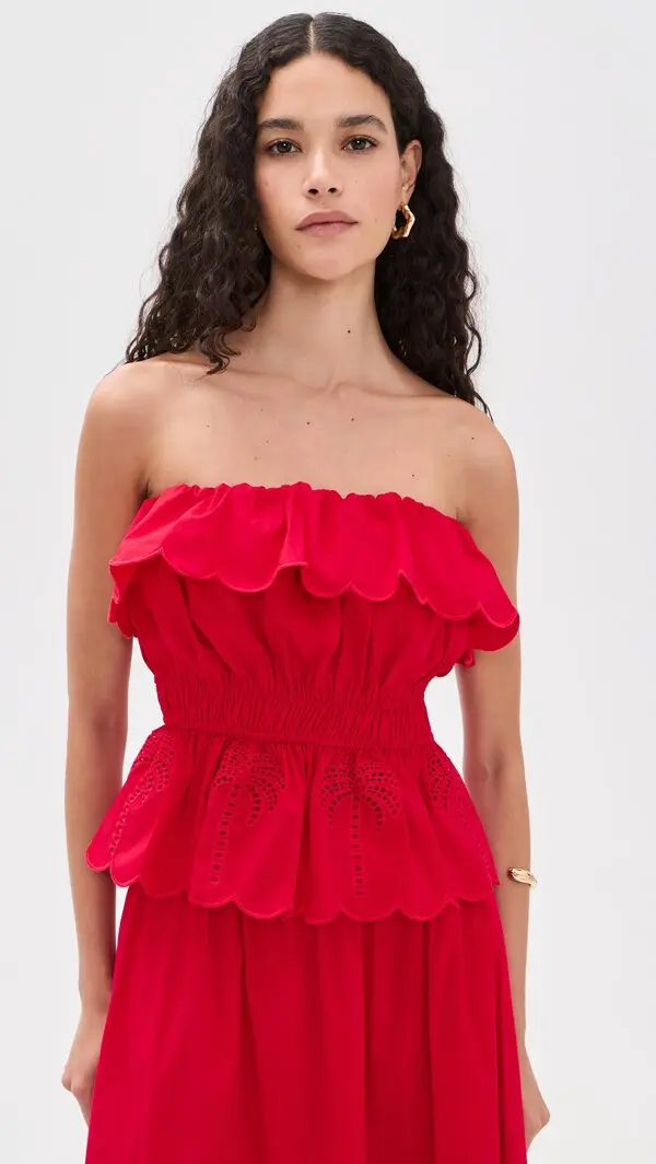 English Factory Embroidery Strapless Top
