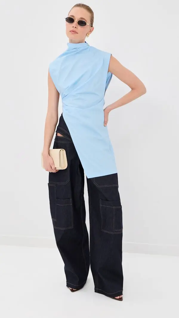 TOLU COKER Asymmetric Drape Blouse