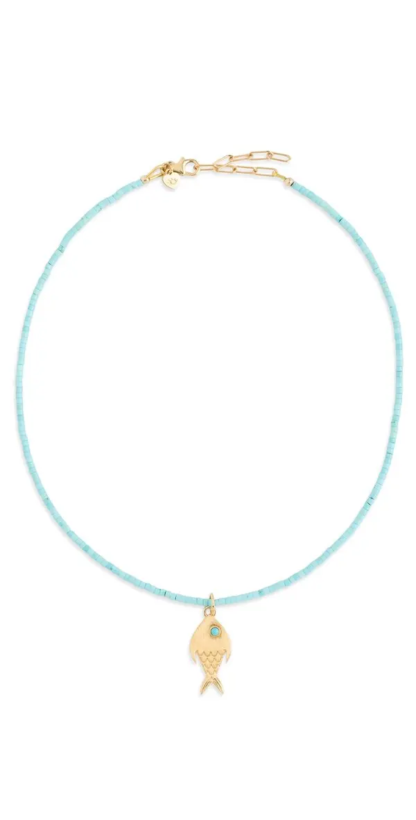 HART Teeny Gemstone Fish Charm Necklace - Turquoise