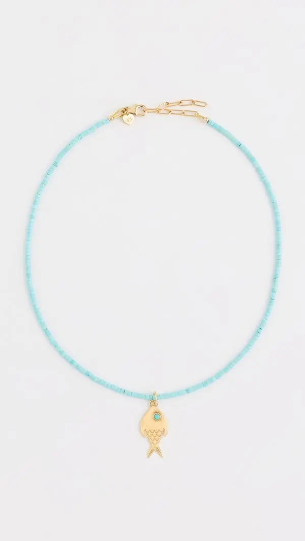 HART Teeny Gemstone Fish Charm Necklace