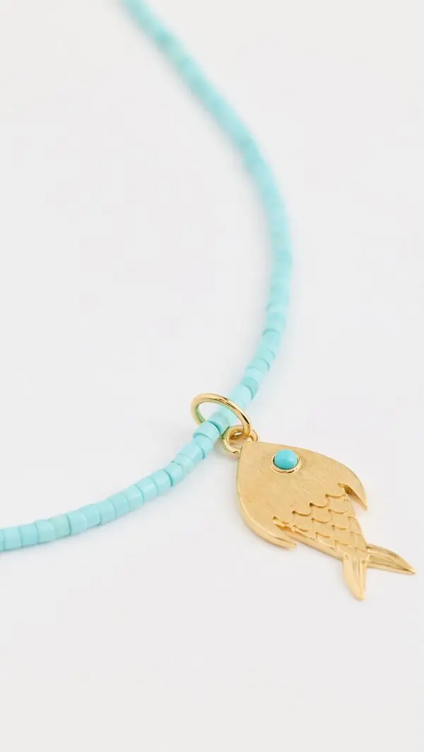 HART Teeny Gemstone Fish Charm Necklace