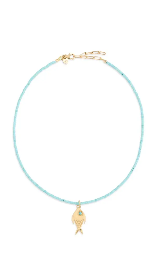 HART Teeny Gemstone Fish Charm Necklace