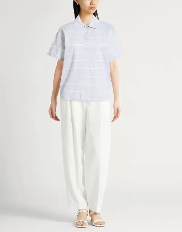Peserico Striped Linen Cotton Polo Shirt