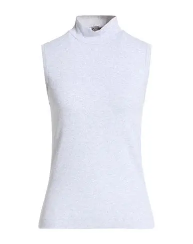 Peserico Sleeveless Turtleneck T-shirt In Light Cotton Elastane - Light Grey