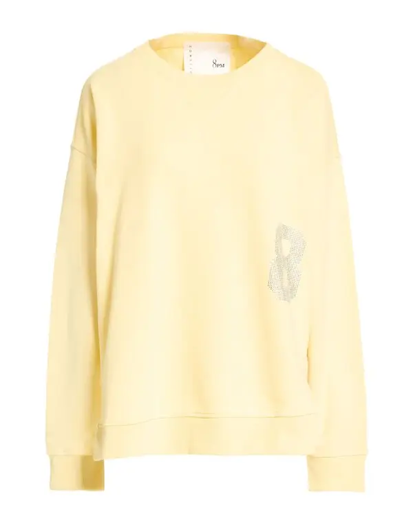 8PM Apricot Cotton Sweatshirt With Appliqués And Crystals - Yellow