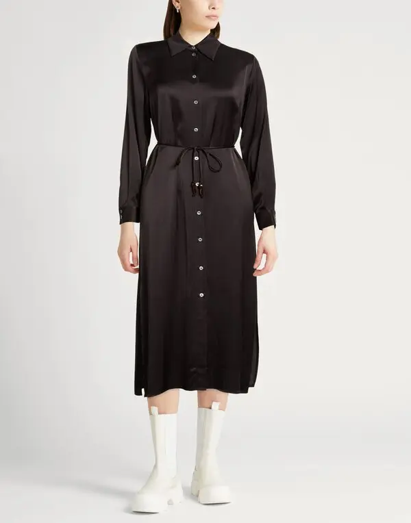 OTTOD'AME Dark Viscose Midi Shirt Dress