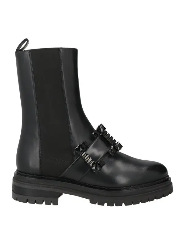 SERGIO ROSSI Calfskin Ankle Boots With Crystal Embellishments
