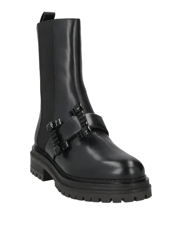 SERGIO ROSSI Calfskin Ankle Boots With Crystal Embellishments