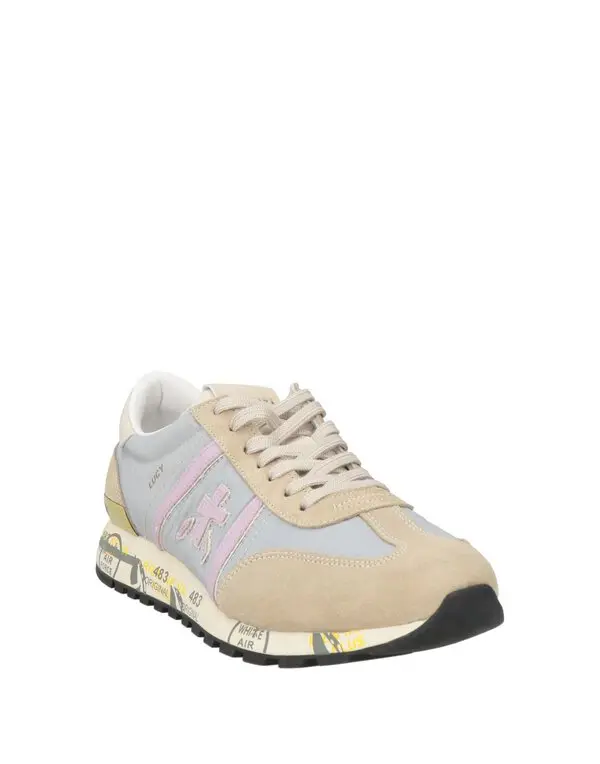 Premiata Low-top Sneakers In Suede And Textile Fibers - Beige