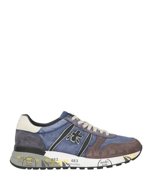 Premiata Slate Leather And Textile Low-top Sneakers - Blue