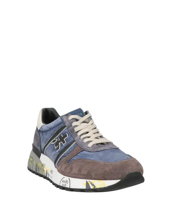 Premiata Slate Leather And Textile Low-top Sneakers - Blue