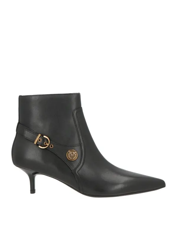 Pinko Leather Ankle Boots With Buckle Detail