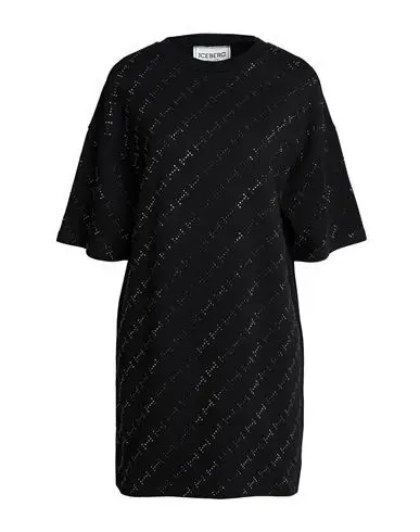 Iceberg Embellished Cotton French Terry T-shirt Dress - Black