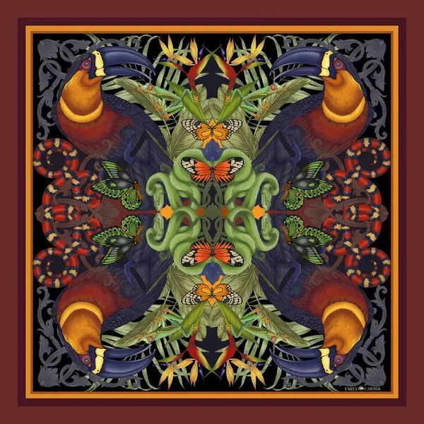 EMILY CARTER Green / Red The Tropical Toucan Scarf L - Green/red