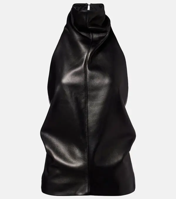 Khaite Rone Halterneck Leather Top