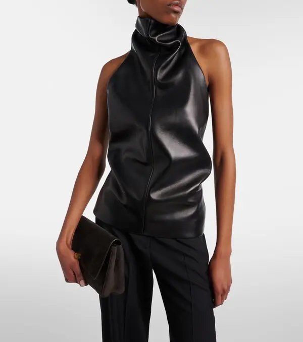 Khaite Rone Halterneck Leather Top