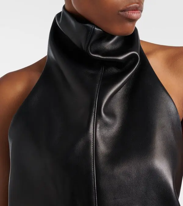 Khaite Rone Halterneck Leather Top