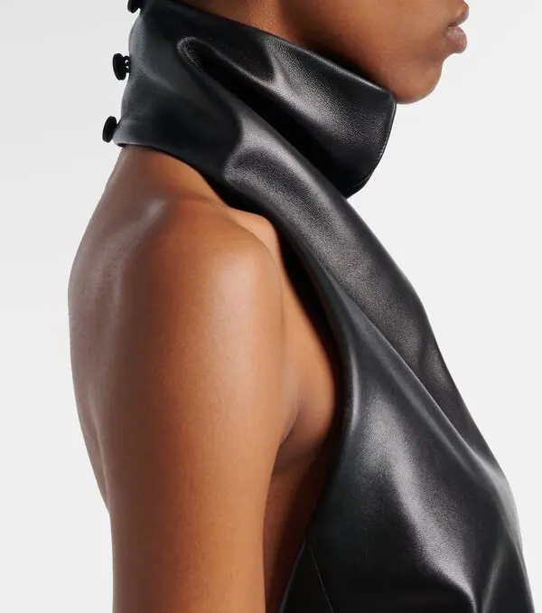 Khaite Rone Halterneck Leather Top