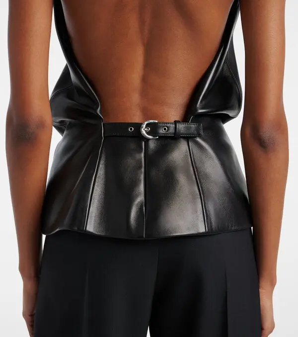 Khaite Rone Halterneck Leather Top