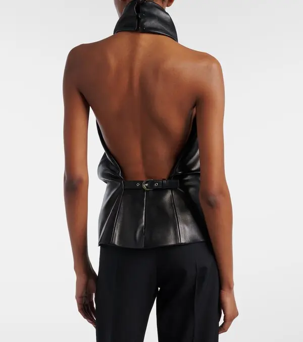 Khaite Rone Halterneck Leather Top