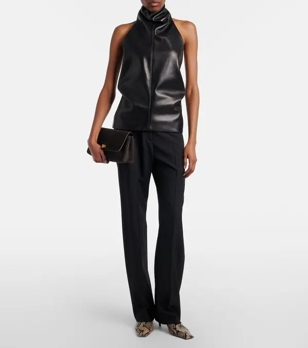 Khaite Rone Halterneck Leather Top