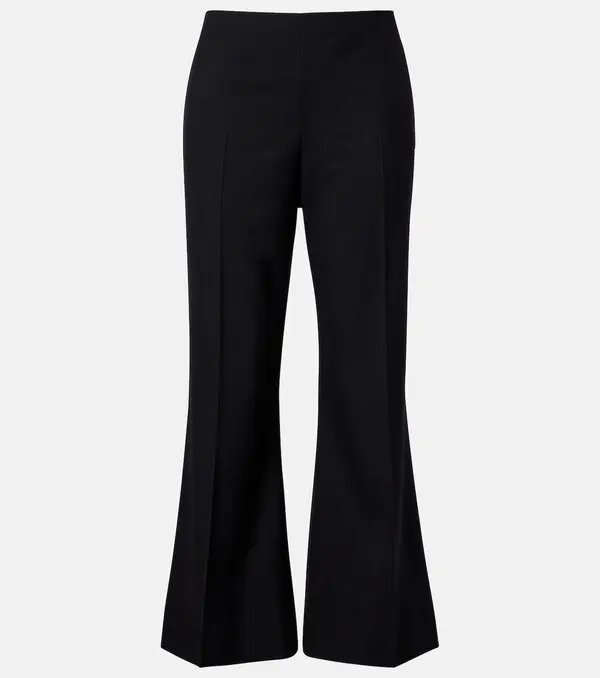 Khaite Walter Cropped Virgin Wool Flared Trousers - Black