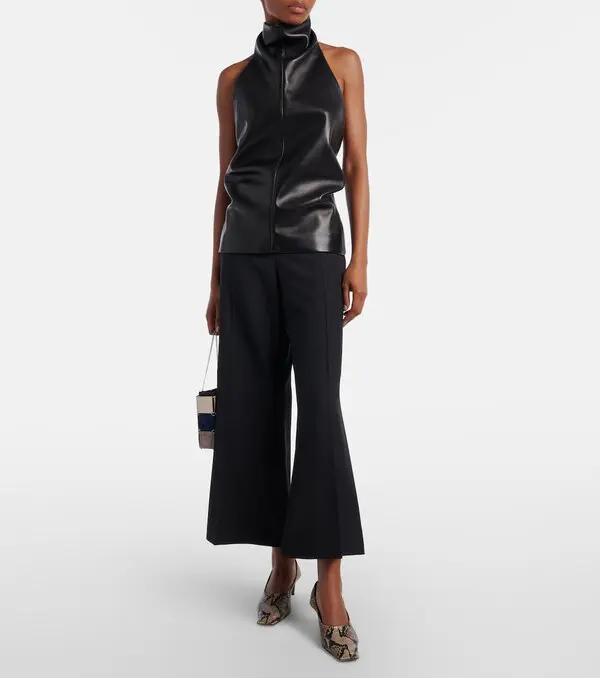 Khaite Walter Cropped Virgin Wool Flared Trousers - Black