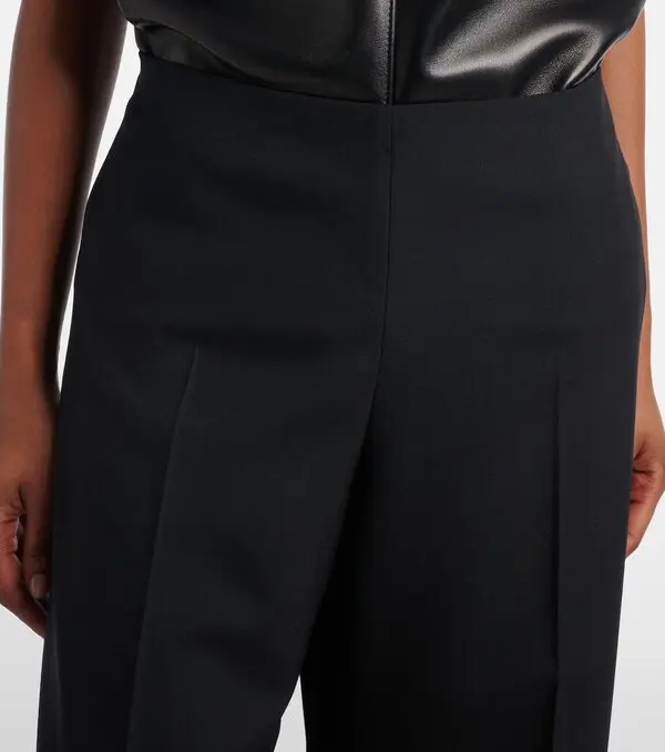 Khaite Walter Cropped Virgin Wool Flared Trousers - Black