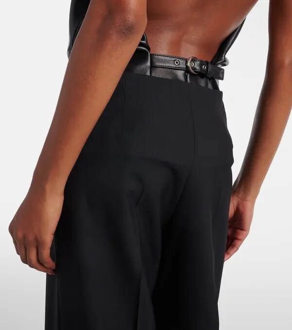 Khaite Walter Cropped Virgin Wool Flared Trousers - Black
