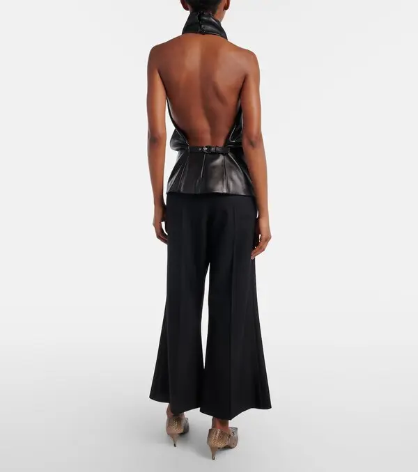 Khaite Walter Cropped Virgin Wool Flared Trousers - Black