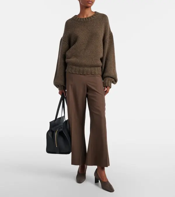 Khaite Walter Cropped Virgin Wool Flared Pants