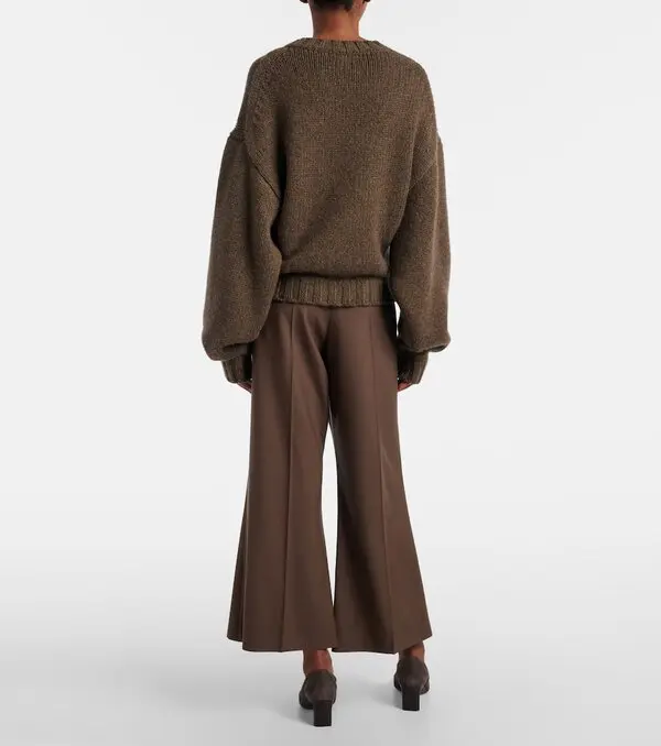 Khaite Walter Cropped Virgin Wool Flared Pants