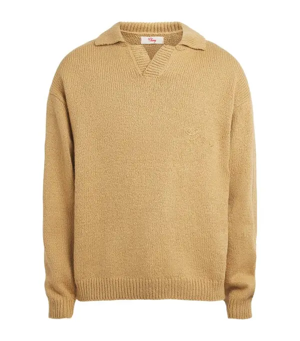 CHERRY LOS ANGELES Cotton Five Star Henley Sweater - Beige