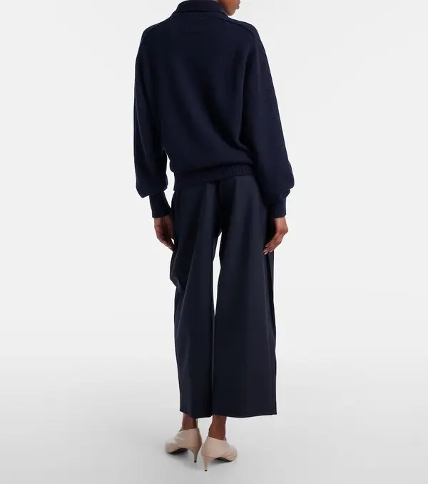 Khaite Roma Virgin Wool Wide-leg Pants - Blue