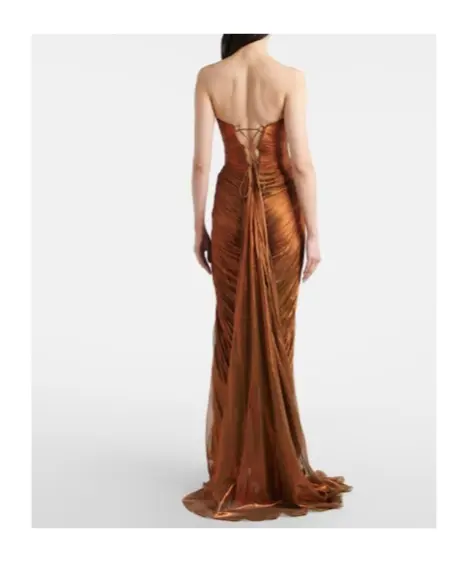 MARIA LUCIA HOHAN Cutout Pleated Silk Gown