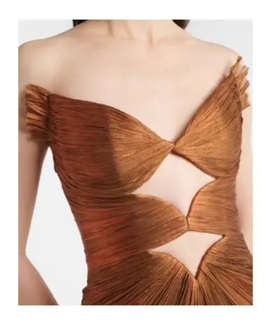MARIA LUCIA HOHAN Cutout Pleated Silk Gown