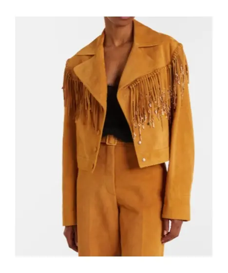 Gabriela Hearst Azra Embellished Fringed Suede Jacket