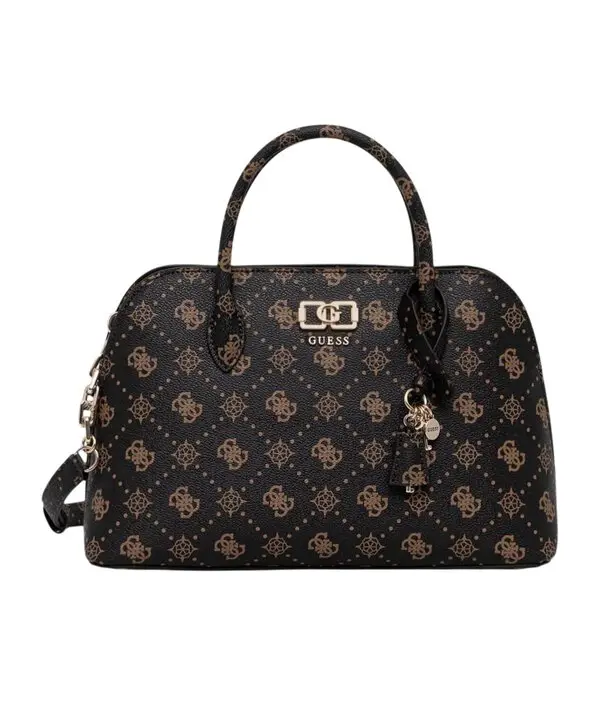 Guess Emelie Logo Monogram Satchel With Detachable Shoulder Strap