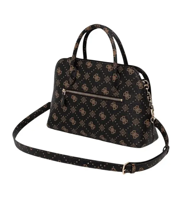 Guess Emelie Logo Monogram Satchel With Detachable Shoulder Strap