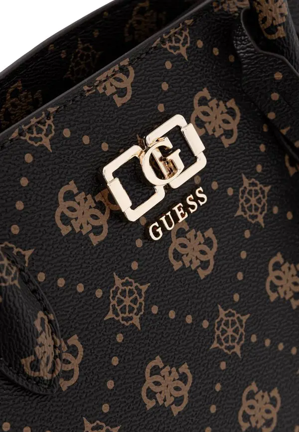 Guess Emelie Logo Monogram Satchel With Detachable Shoulder Strap